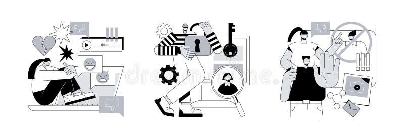 Internet Harassment Abstract Concept Vector Illustrations. Stock Vector ...