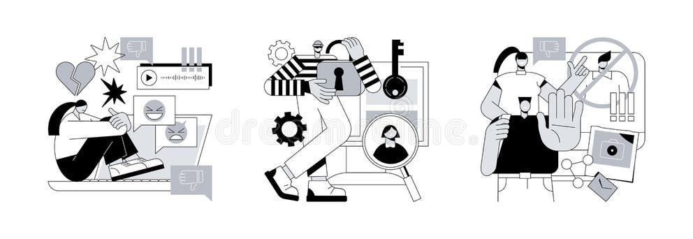 Internet Harassment Abstract Concept Vector Illustrations. Stock Vector ...