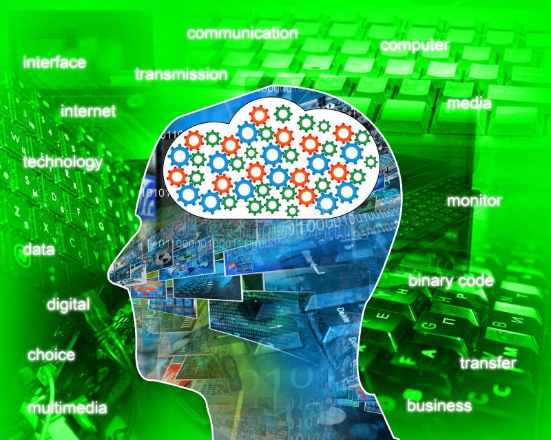 Internet in the head stock illustration. Illustration of information ...