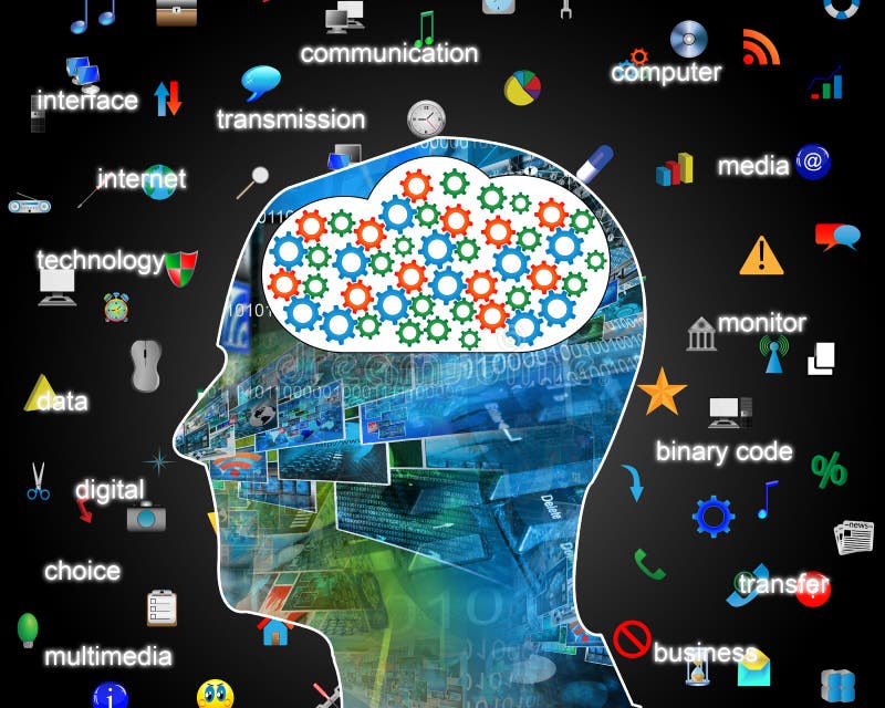 Internet in the head stock illustration. Illustration of arrow - 46536441