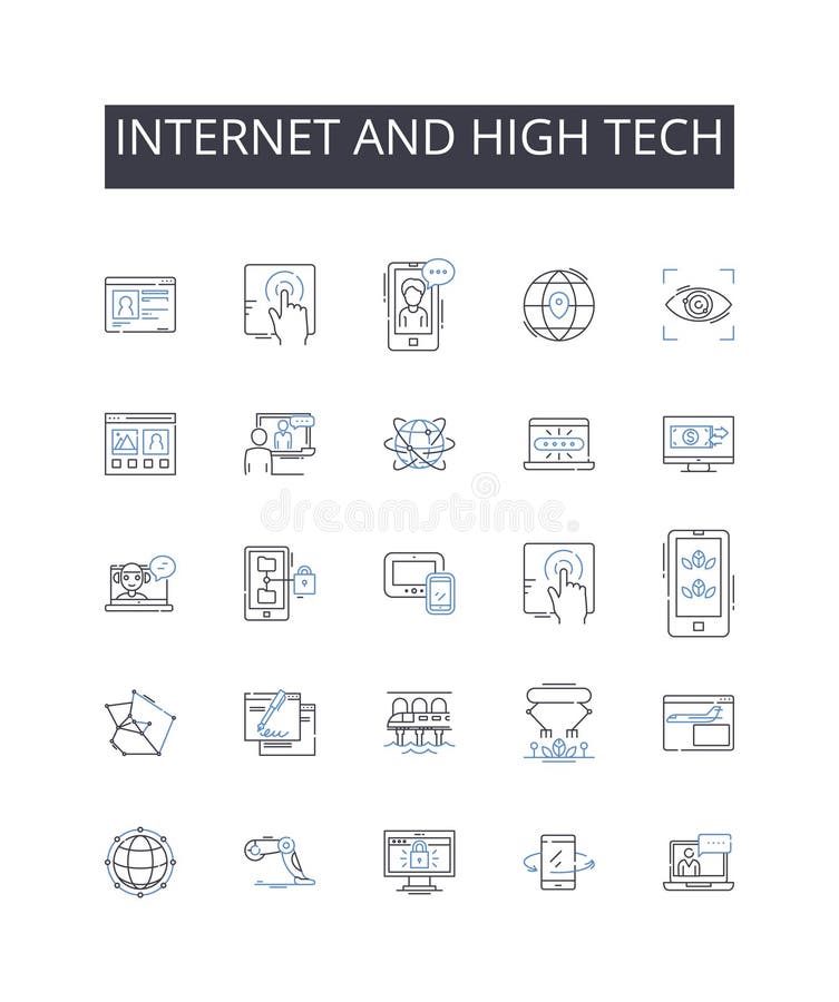 Internet and High Tech Line Icons Collection. Cyberspace, World Wide ...