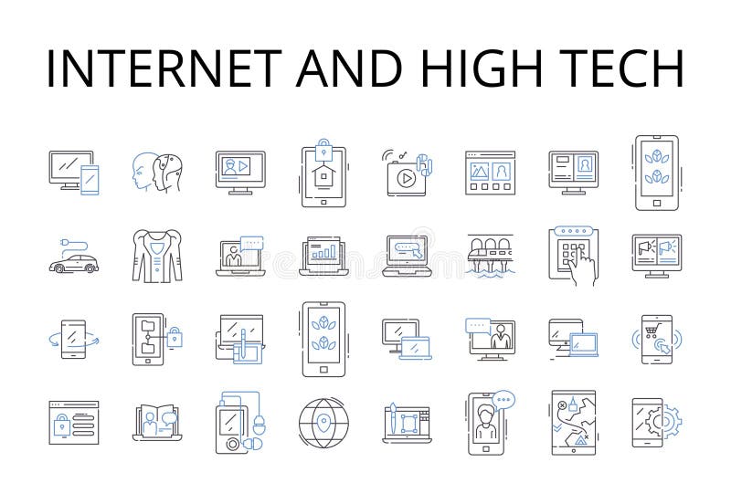 Internet and High Tech Line Icons Collection. Cyberspace, World Wide ...