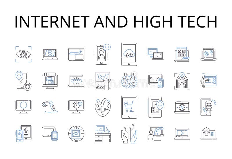 Internet and High Tech Line Icons Collection. Cyberspace, World Wide ...