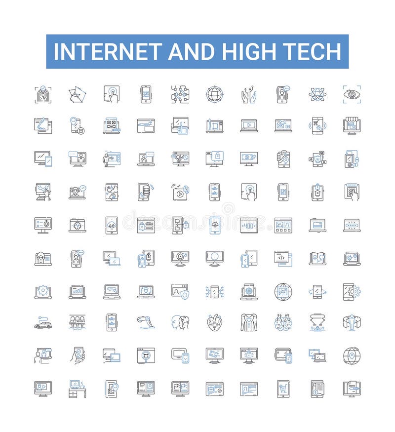 Internet and High Tech Outline Icons Collection. Internet, High-tech ...