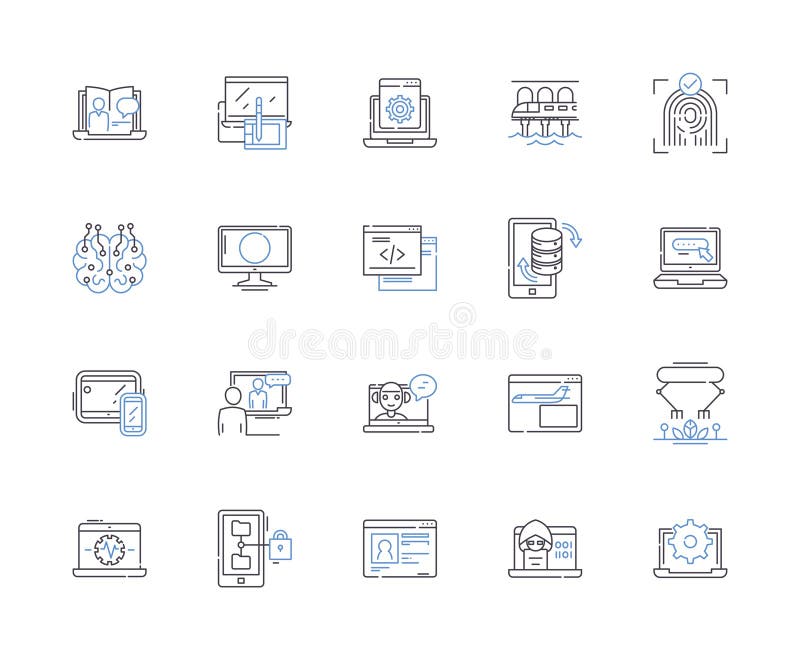 Internet and High Tech Outline Icons Collection. Internet, High-tech ...
