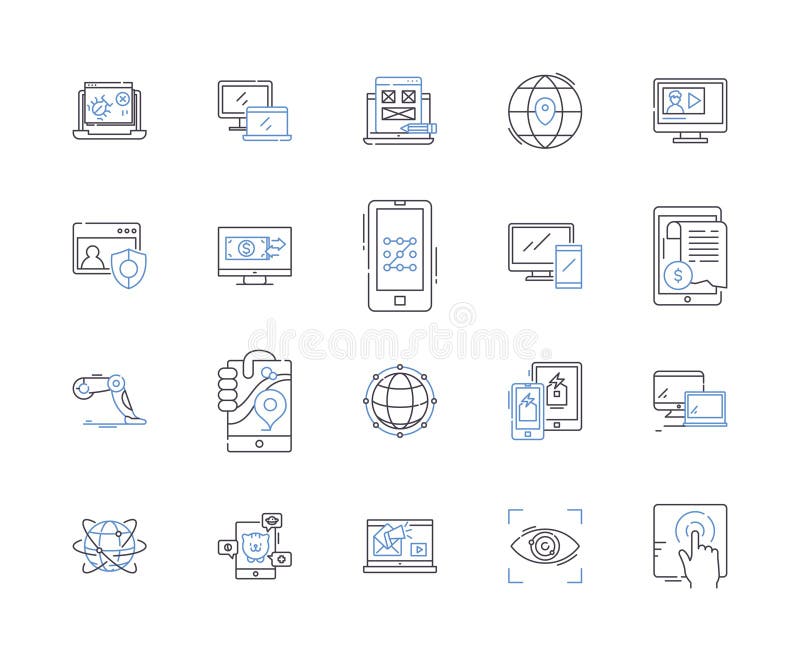 Internet and High Tech Line Icons Collection. Immersion, Augmented ...