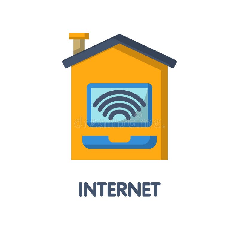 Internet at Home Flat Icon Style Design Illustration on White ...
