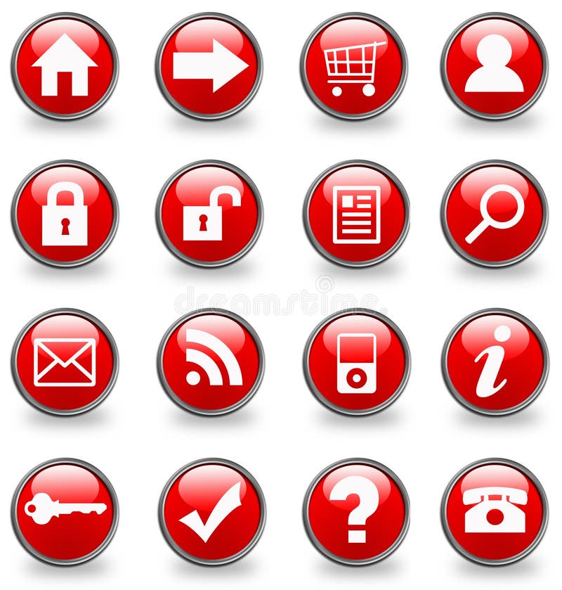 Red Web Navigation Icon Set Stock Vector - Illustration of shopping ...