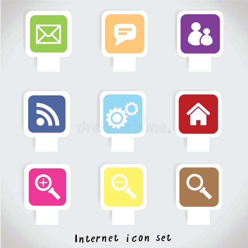 Internet Icon Set Colorful Vector Stock Vector - Illustration of ...