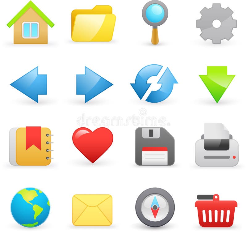 Colourful basic web icons stock vector. Illustration of download - 2089262