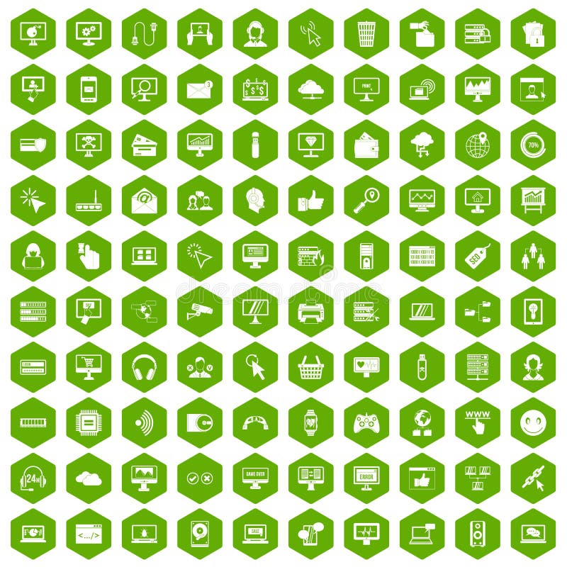 100 Internet Icons Hexagon Red Stock Vector - Illustration of internet ...