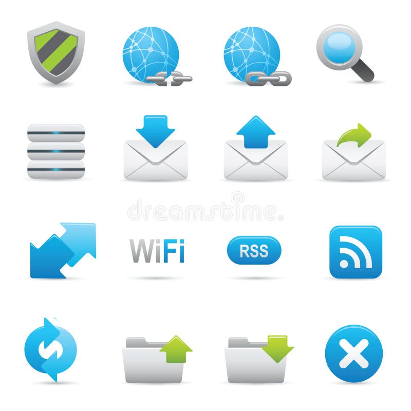 Computer Network and Internet Icons Stock Vector - Illustration of ...