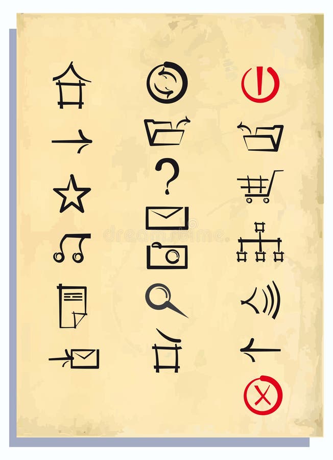 Internet Icons on an Old Paper Stock Vector - Illustration of ...