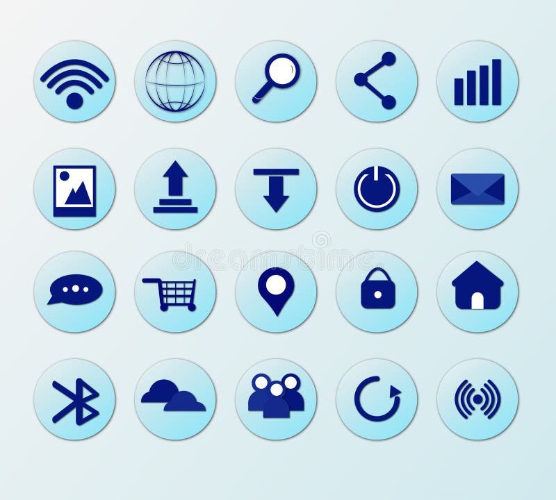 Internet Icons Over Blue with Shadow and Color Blue Stock Vector ...