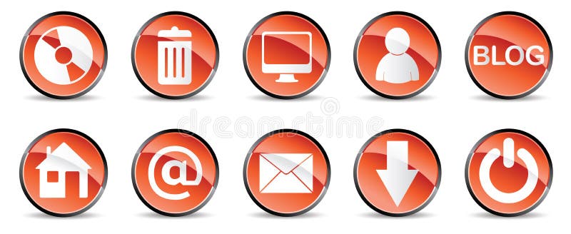 Internet icons in red stock vector. Illustration of button - 13451896