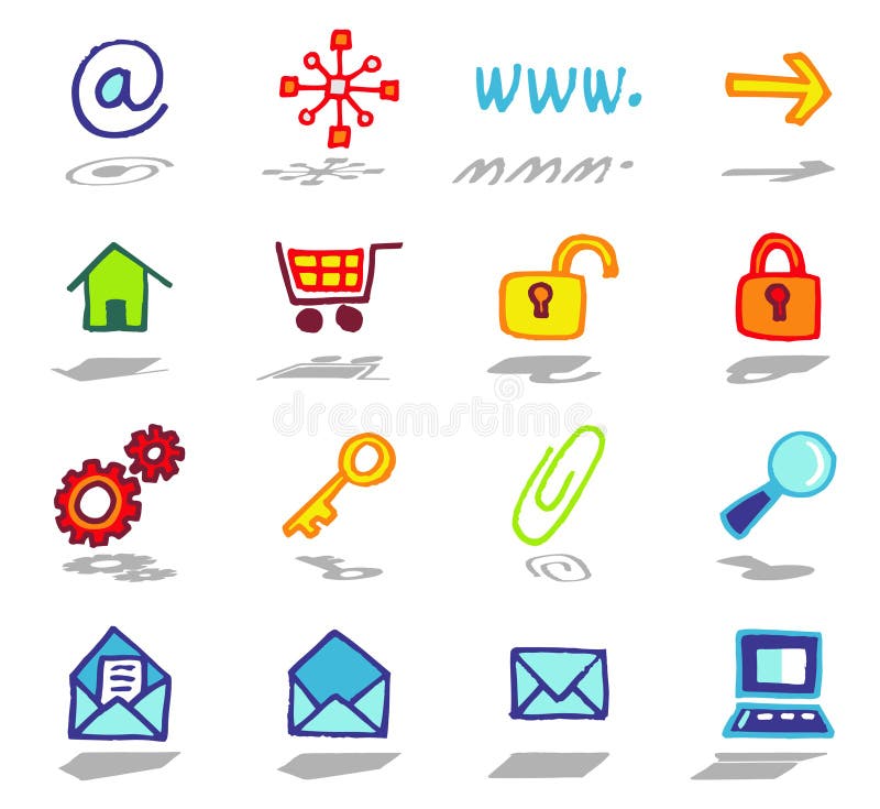 Internet icons set stock vector. Illustration of work - 10202637