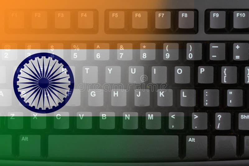 The Internet in the India with the Flag on a Black Keyboard Stock Image ...