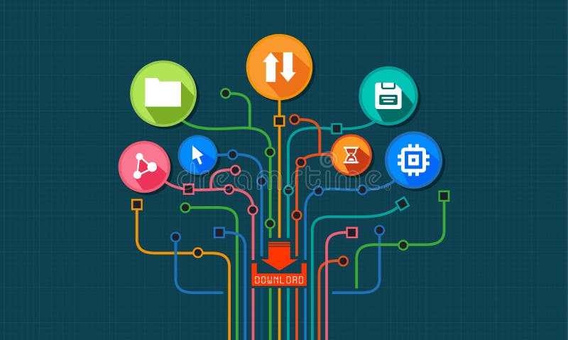 Internet Infographic Icons on Laptop Screen Stock Illustration ...