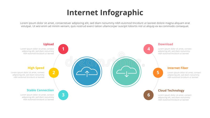 Internet Infographic with Upload and Download Cloud for Slide Template ...