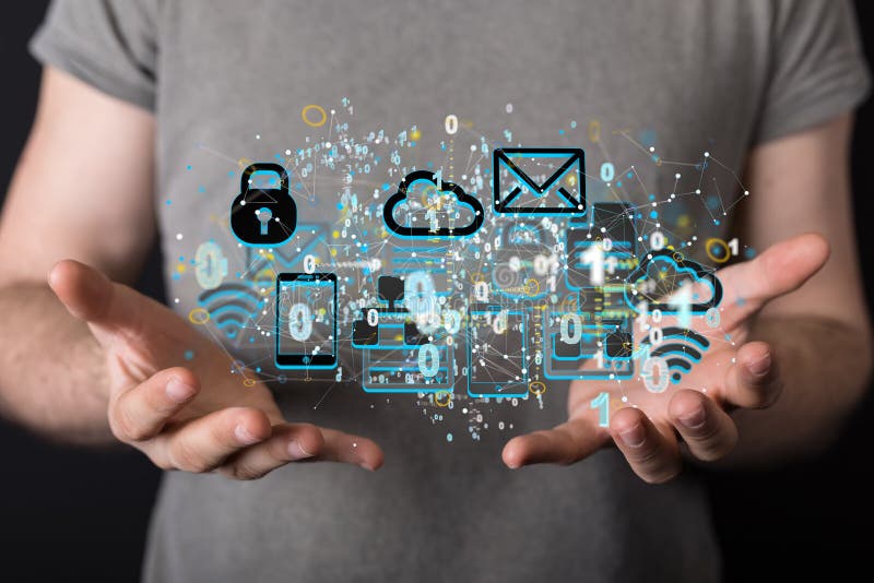 Internet Infrastructure Concept. Abstract Technology Background. 3D ...