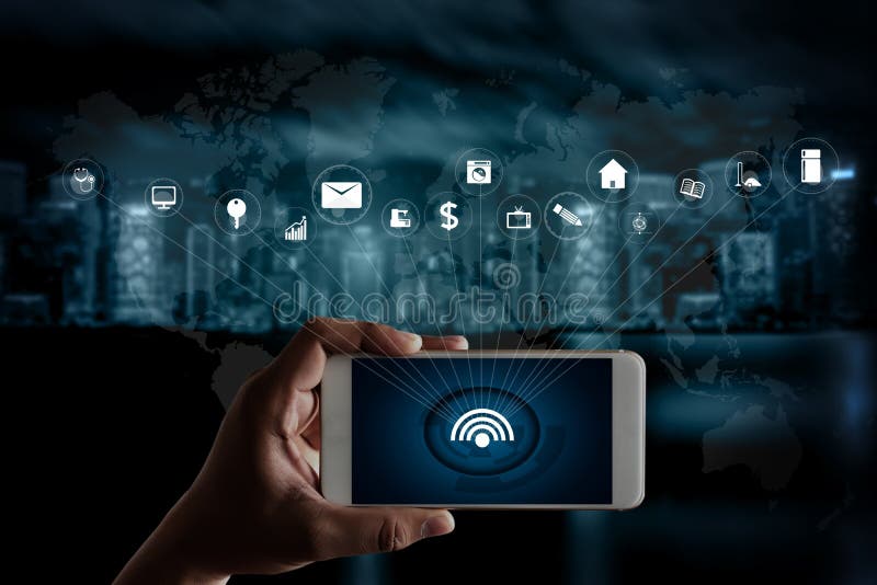 Internet Iot Man Use Smartphone Internet of Things Technology ( Stock ...