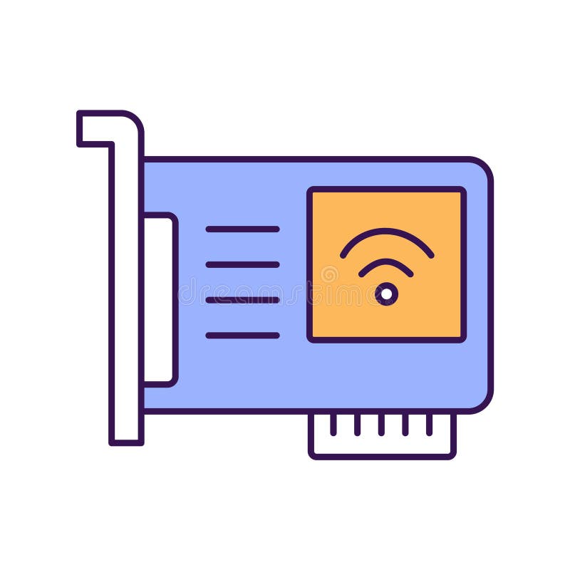Internet Lan Card Outline with Colors Fill Vector Icon that Can Easily ...