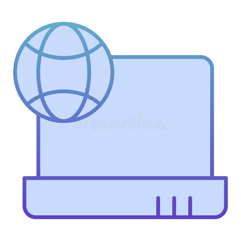 Internet on Laptop Solid Icon. Notebook with Planet Vector Illustration ...