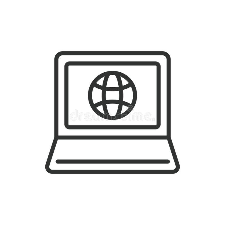 Internet Laptop, Icon in Line Design. Internet, Laptop, Computer ...