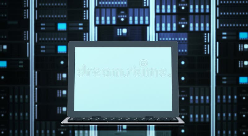 Blank Server Computer Screen in Modern Interior Data Center, Server ...