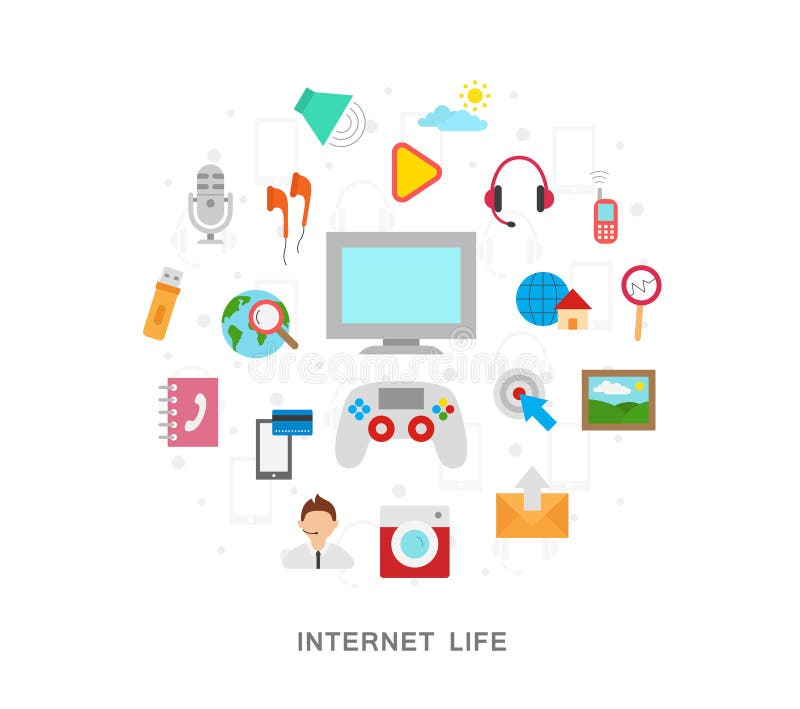 Internet life icons stock vector. Illustration of earth - 81709081