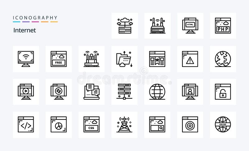 25 Internet Line icon pack stock vector. Illustration of internet ...