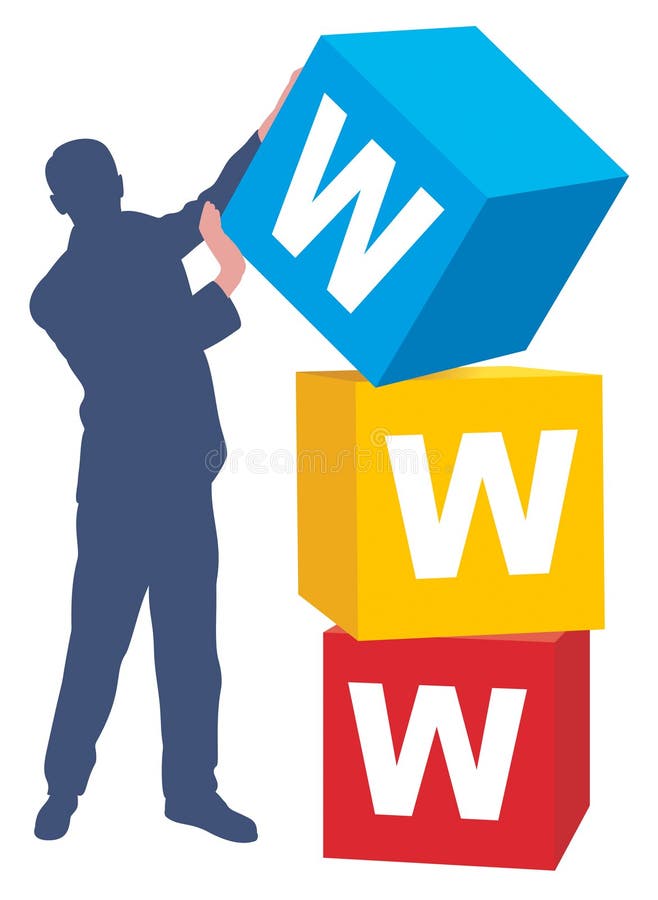 Internet Man with Color Boxes Stock Vector - Illustration of concept ...