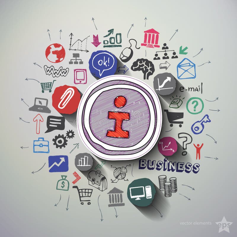 Marketing Collage with Icons on Blackboard Stock Vector - Illustration ...