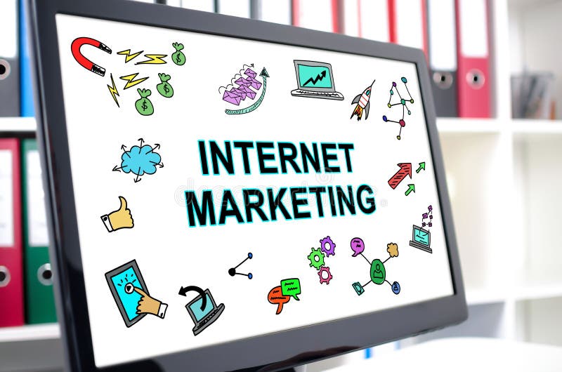 Internet Marketing Concept on a Computer Screen Stock Photo - Image of ...