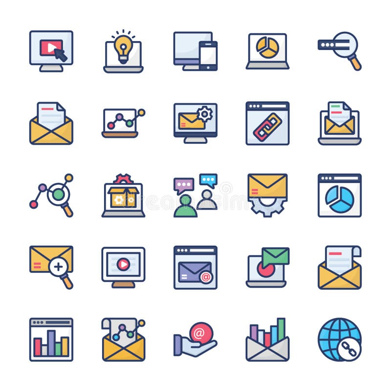 Internet Marketing Icons Bundle Stock Vector - Illustration of website ...