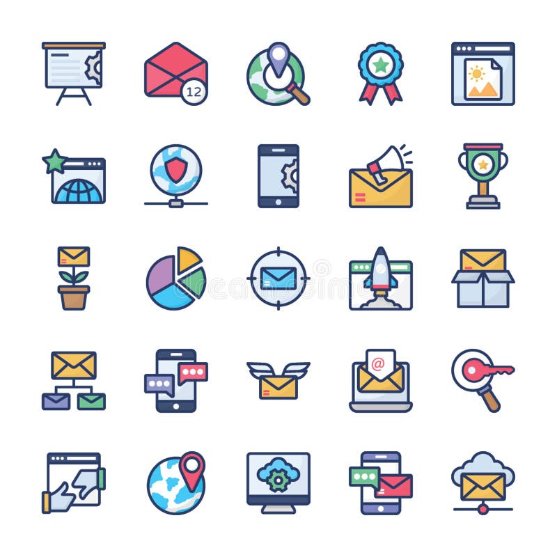 Internet Marketing Icons Collection Stock Vector - Illustration of ...