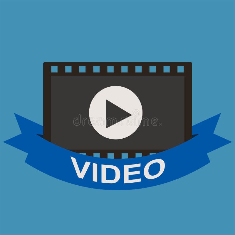 Internet Media Video Tape Design Over Blue Background, Vector ...