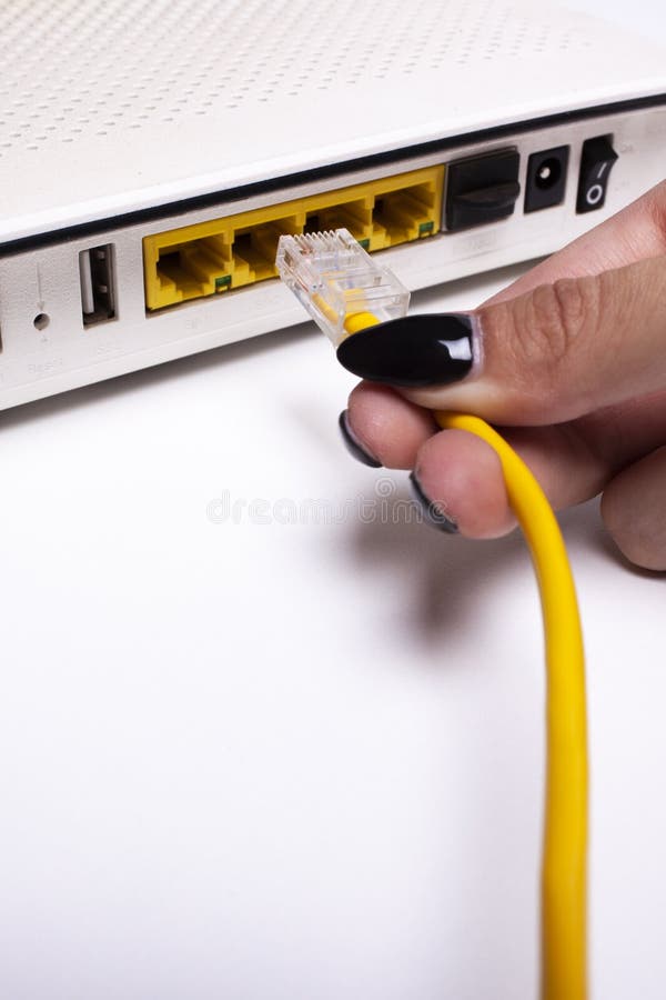 Internet Modem and Ethernet Cable Connection Stock Photo - Image of ...