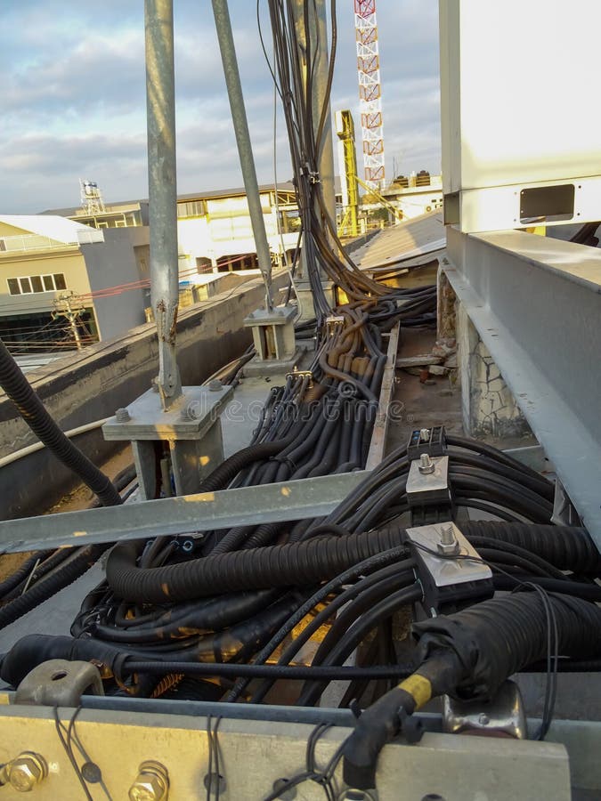 Internet Network Cable Connection, Telecommunication Tower Stock Photo ...