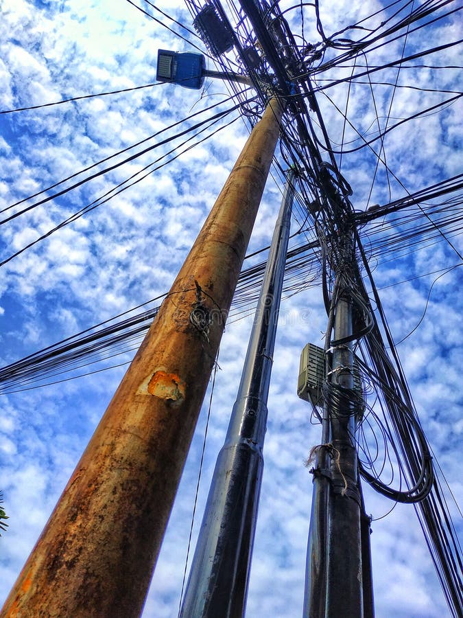 Internet Network Cables, Landlines, and Electricity that Looks Crowded ...