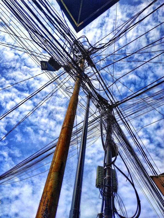 Internet Network Cables, Landlines, and Electricity that Looks Crowded ...