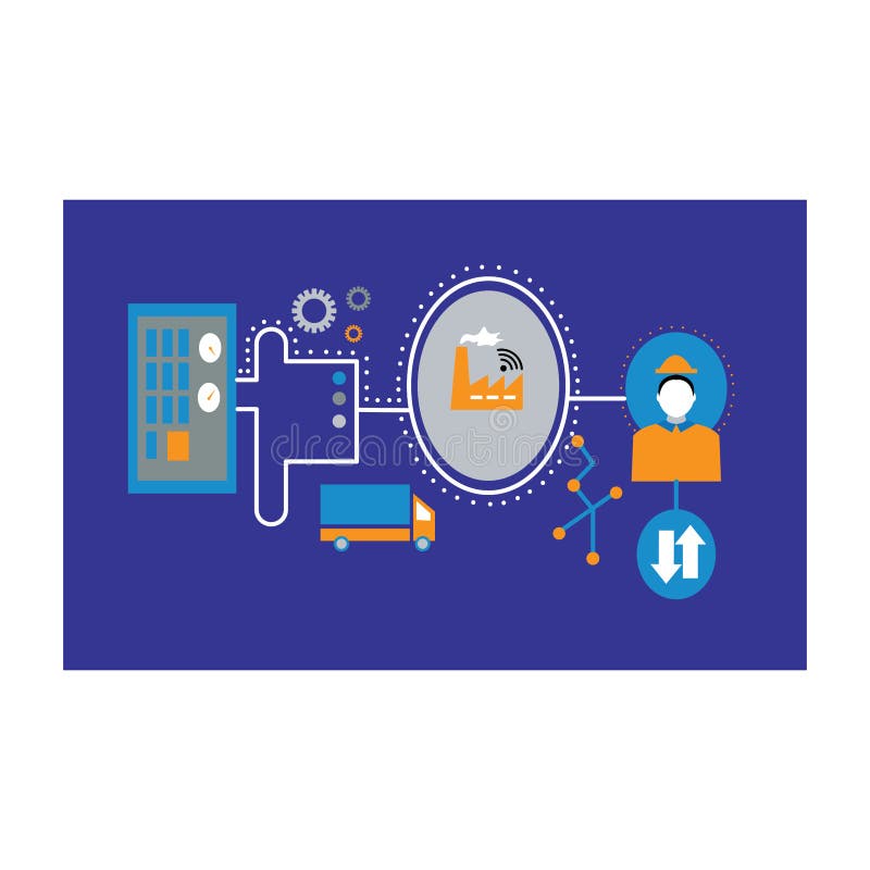 Internet Network Circuits Line Illustration Factory Graphic Design ...