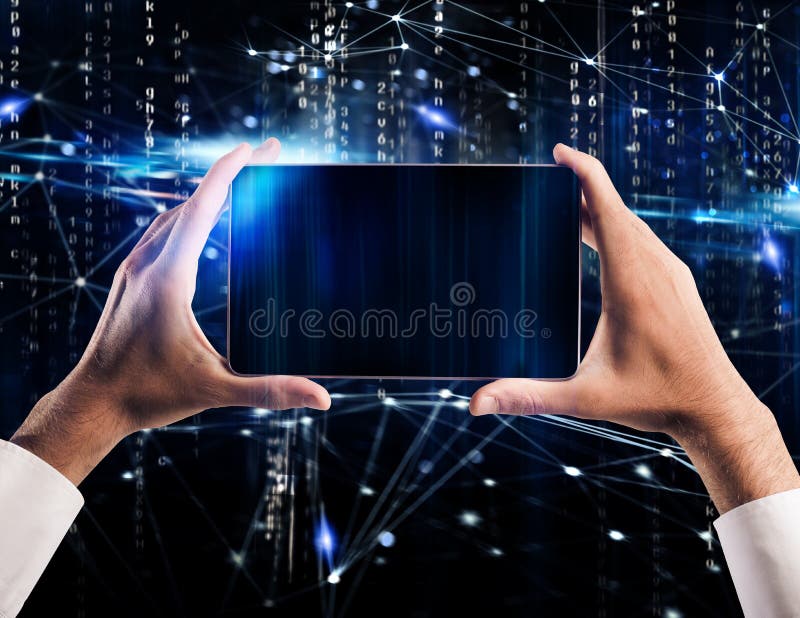 Internet Network Communication with Tablet Stock Image - Image of ...