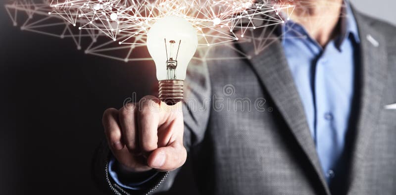 Internet Network with Creative Light Bulb. Business Technology Concept ...