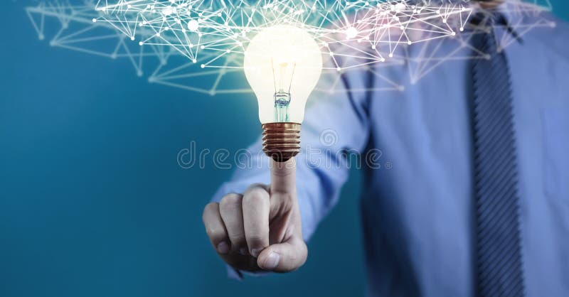 Internet Network with Creative Light Bulb. Business Technology Concept ...