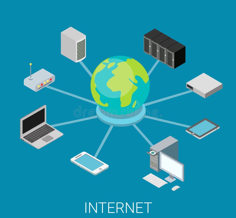Internet Network Devices Flat 3d Vector Isometric Infographics Stock ...