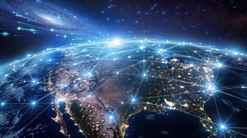 Internet Network for Fast Data Exchange Over America from Space Stock ...