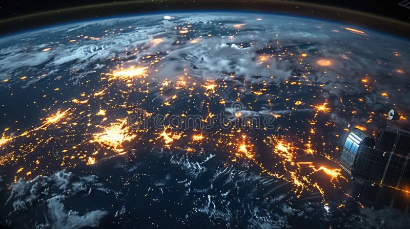 Internet Network for Fast Data Exchange Over America from Space Stock ...