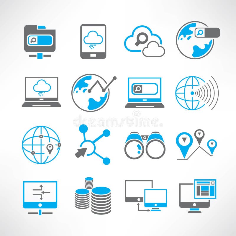 Internet and network icons stock illustration. Illustration of engine ...