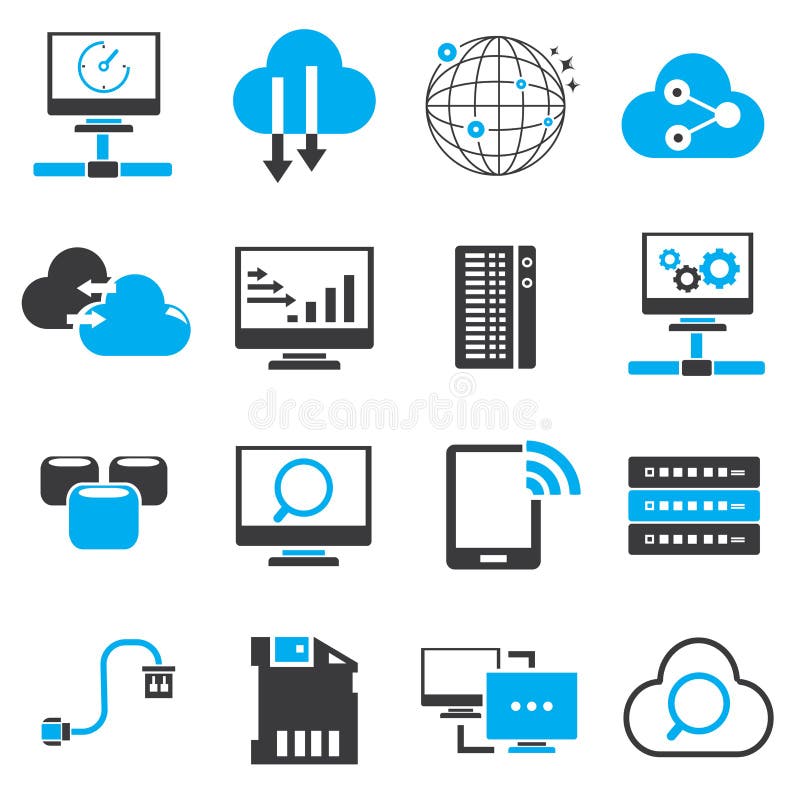 Internet, network icons stock illustration. Illustration of database ...